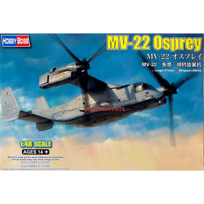 Bell Boeing MV-22 Osprey Tiltrotor 1:48 Model Kit Hobby Boss 81769, 94,90