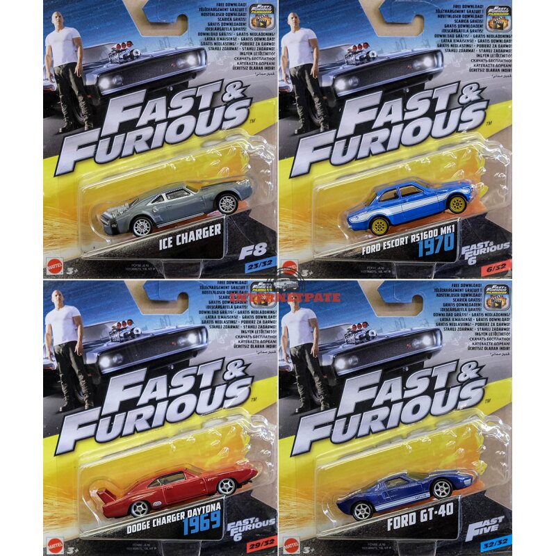 Fast & Furious Set 4 Modellautos Dodge Charger Ford GT Escort 1:55 Ma ...